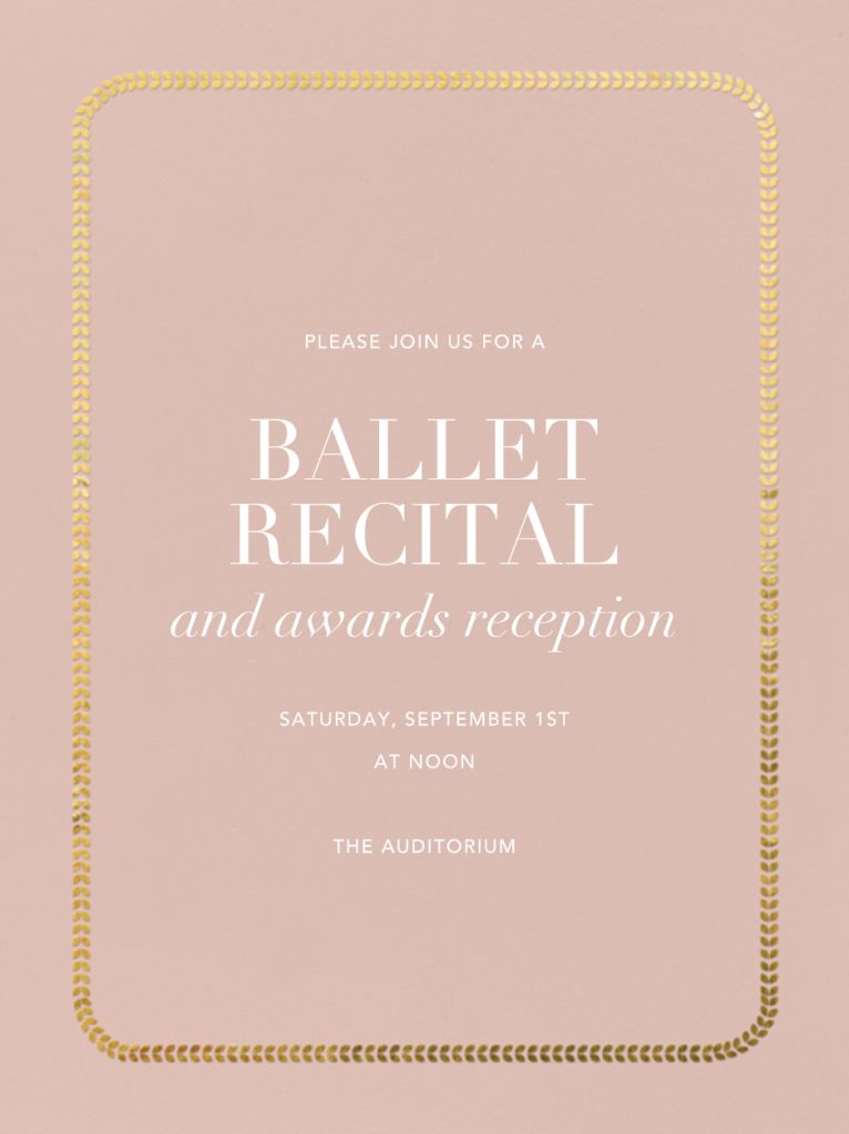 Leaf Inner Bevel Border - Recital Invitation | Send online instantly ...