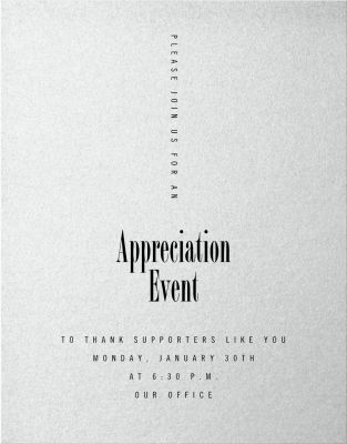Donor Appreciation Invitations | Send online instantly | RSVP tracking
