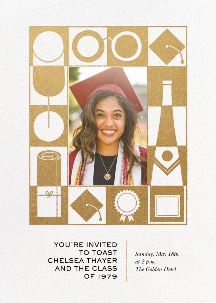 Checkerboard Grad Photo - Graduation Party Invitation | Send online ...