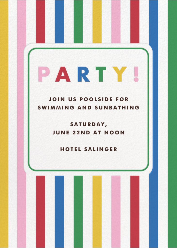 Colorful Stripes - Pool Party Invitation | Send online instantly | RSVP ...