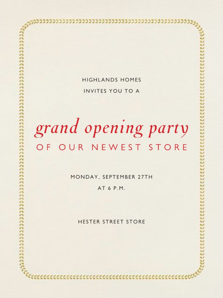 Leaf Inner Bevel Border - Launch Party Invitation | Send online ...