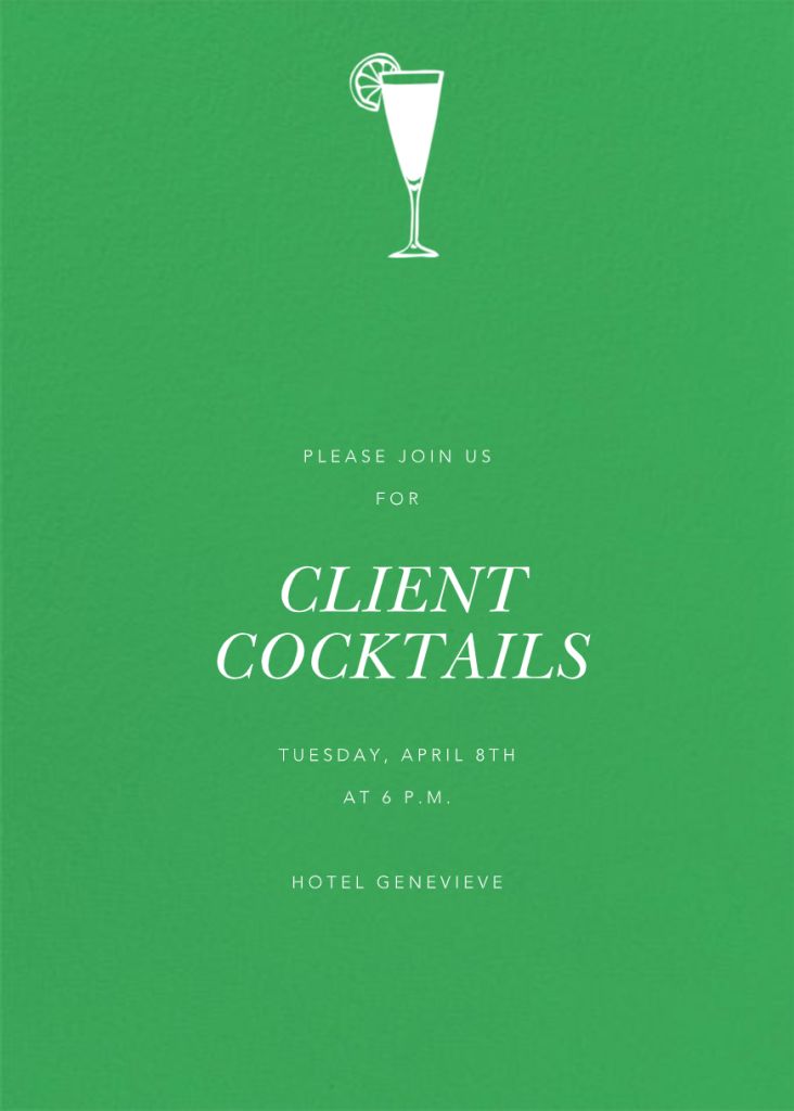 Emerald - Cocktail Party Invitation | Send online instantly | RSVP tracking