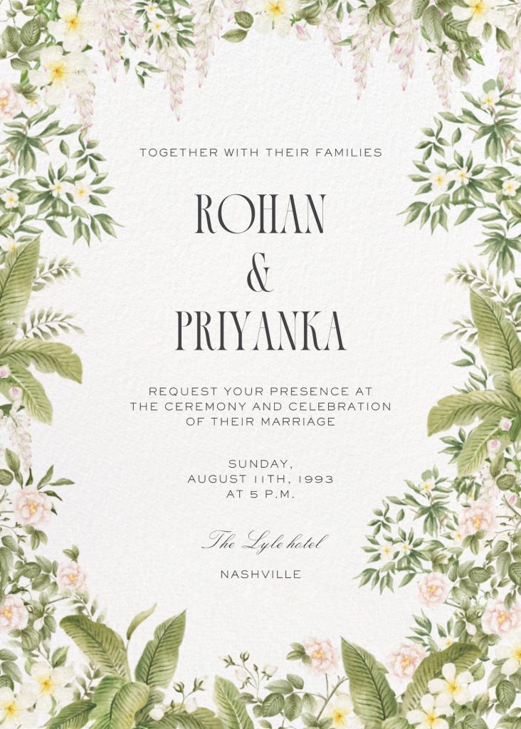 Botanical Border - Wedding Invitation | Send online instantly | RSVP tracking