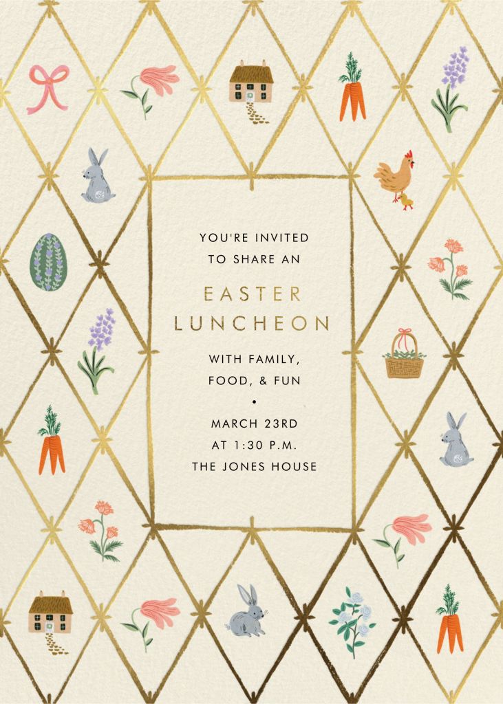 Spring Farm Lattice - Easter Invitation | Send online instantly | RSVP ...