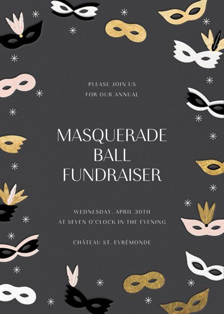Masquerade - Fundraiser Invitation | Send online instantly | RSVP tracking