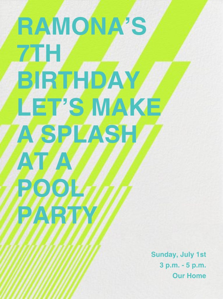 Lightning Decals - Pool Party Invitation | Send online instantly | RSVP ...