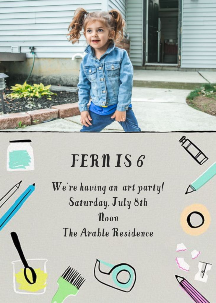 Arty Party (Photo) - Birthday Invitation | Send online instantly | RSVP ...