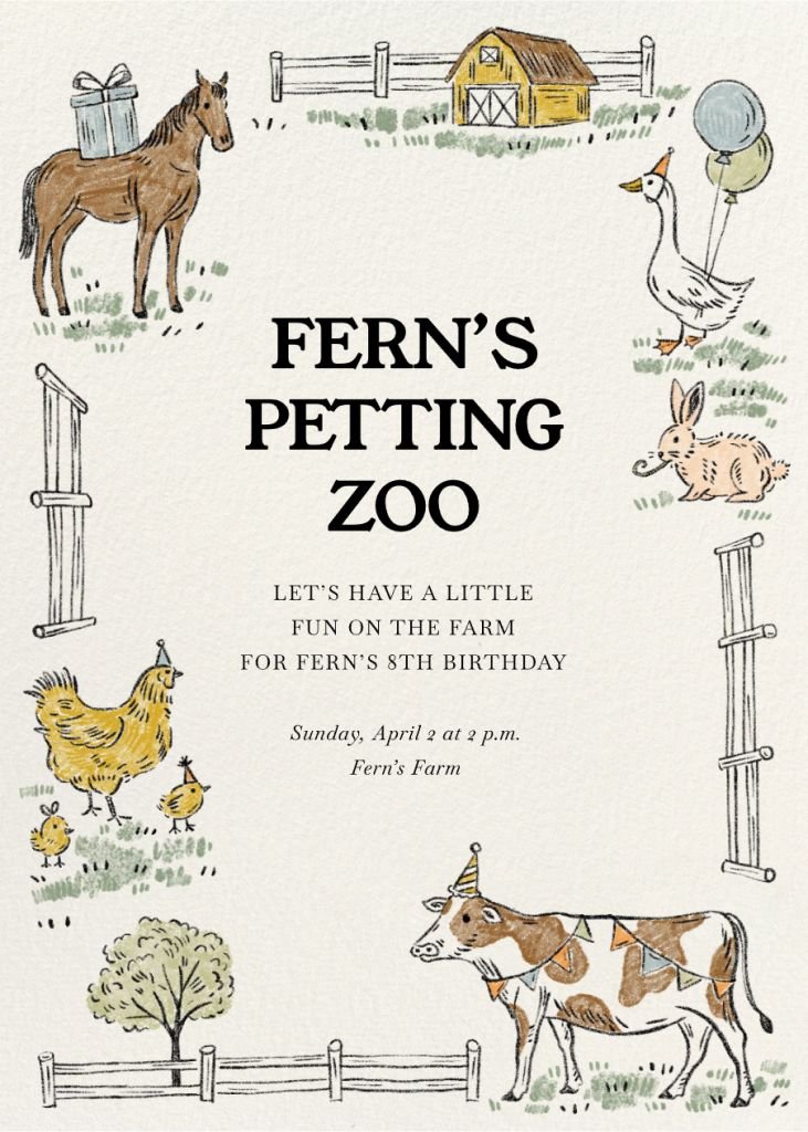 Cute Petting Zoo Invitation