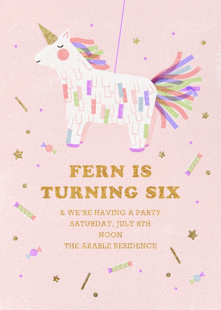 Unicorn Piñata - Invitation | Send online instantly | RSVP tracking