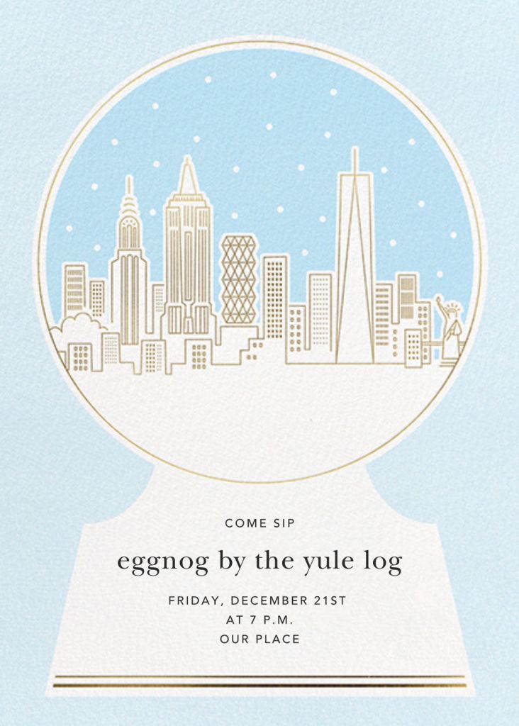 Skyline Snowglobe - Winter Party Invitation | Send online instantly ...