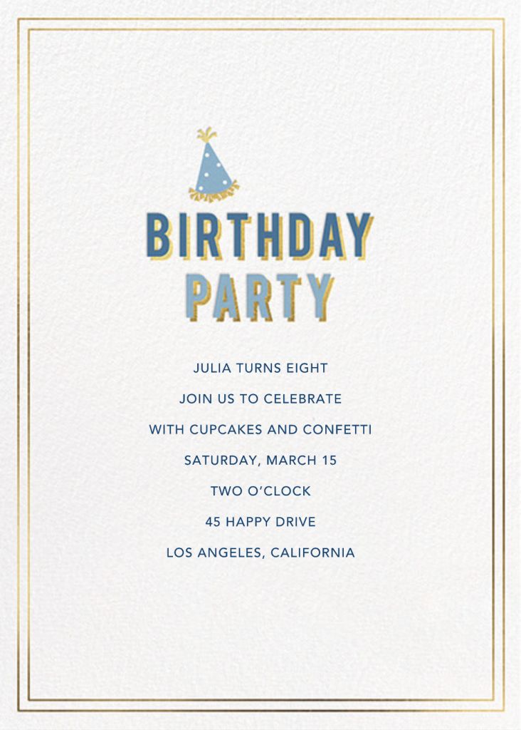 Gold Shadow - Birthday Invitation | Send online instantly | RSVP tracking