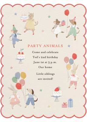 Animal Birthday Invitations | Send online instantly | RSVP tracking