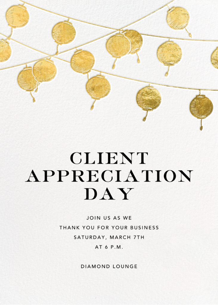 Golden String Lanterns - Appreciation Event Invitation | Send online ...