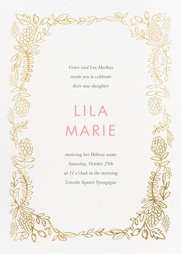 Botanical Lace - Bris/Baby Naming Invitation | Send online instantly ...