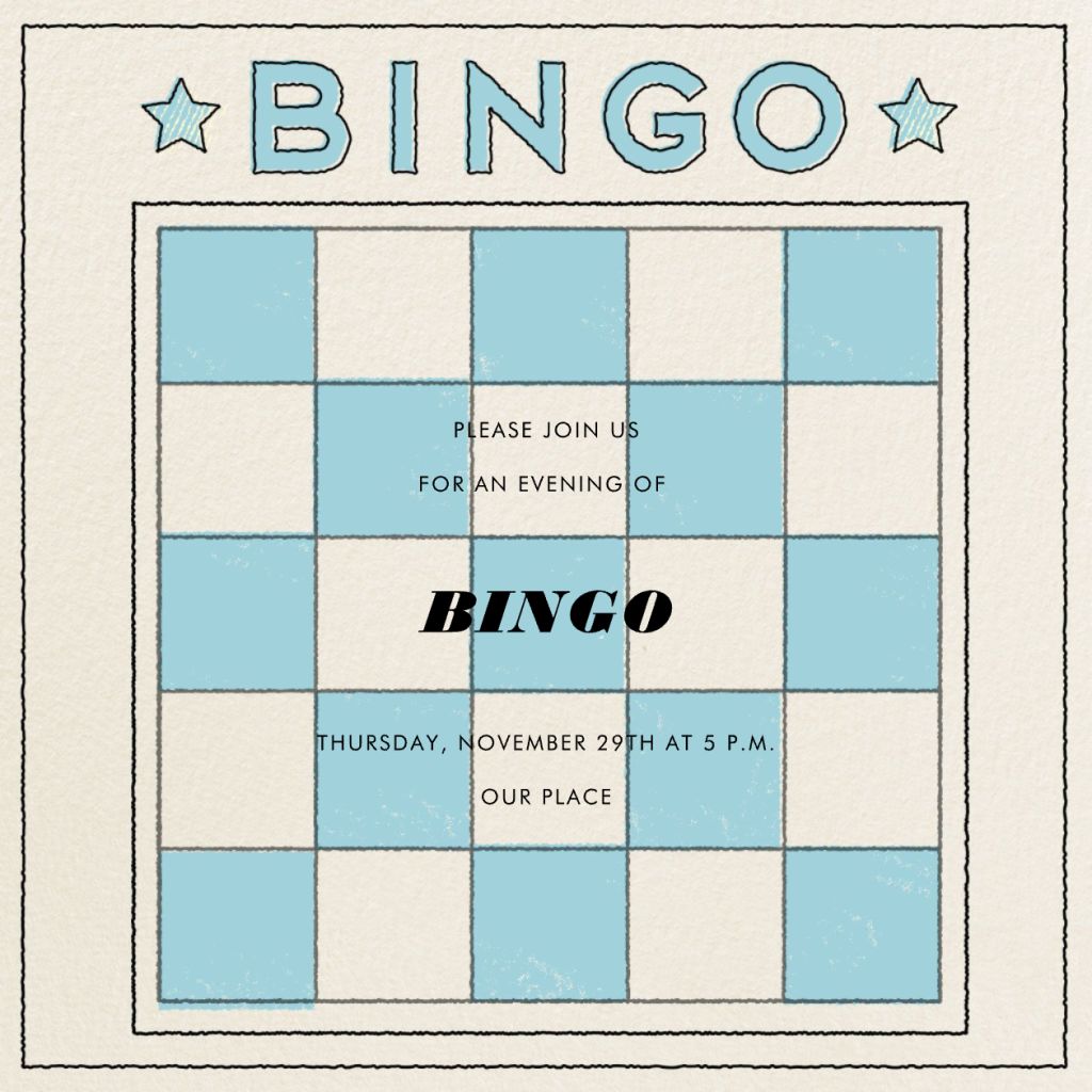 Bingo Card - Invitation | Send online instantly | RSVP tracking