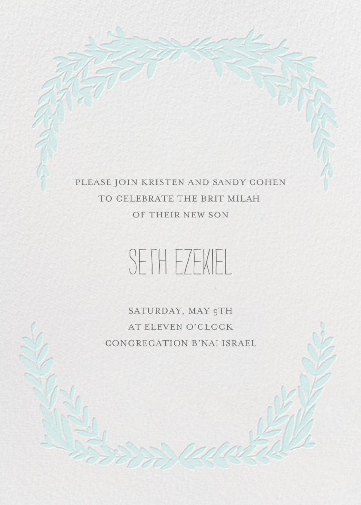 Laurel in Love - Bris/Baby Naming Invitation | Send online instantly ...