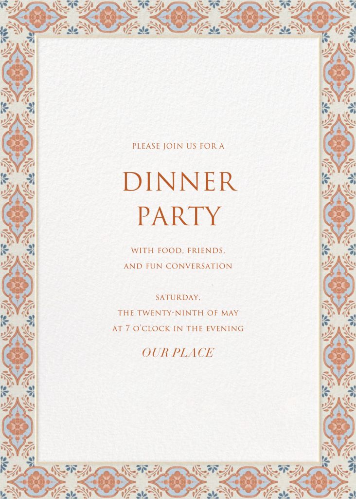 Tile Border - Dinner Party Invitation | Send online instantly | RSVP ...