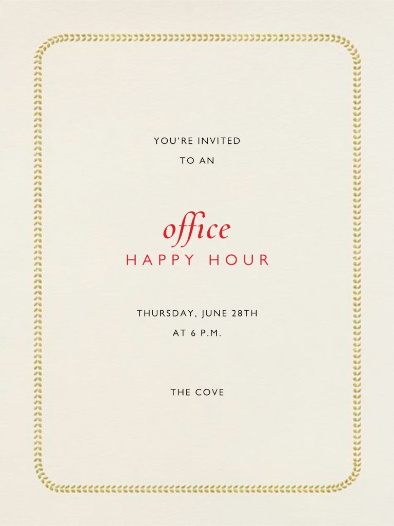 Leaf Inner Bevel Border - Happy Hour Invitation | Send online instantly ...