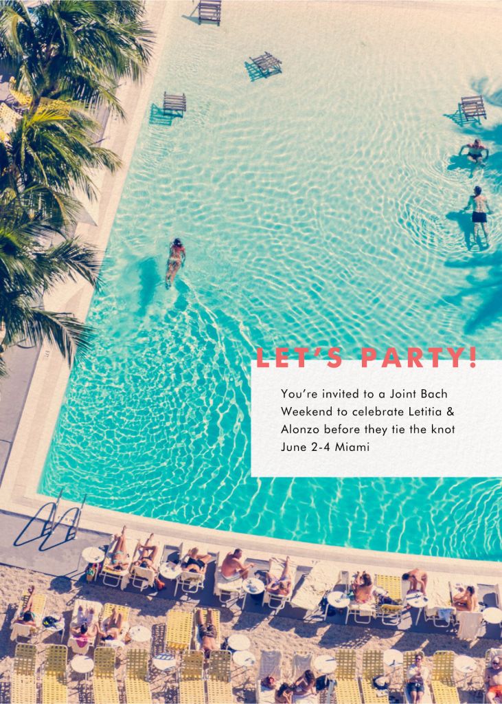 Swimming Pool - Bachelorette Party Invitation | Send online instantly ...
