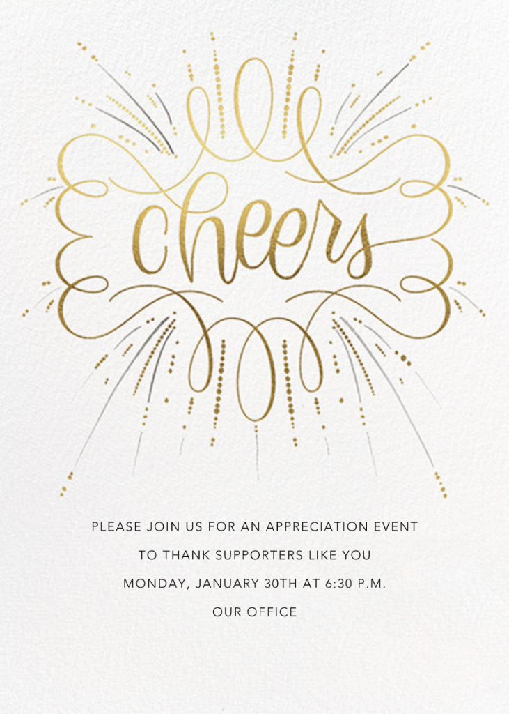 Curlicue Cheers - Appreciation Event Invitation | Send online instantly ...