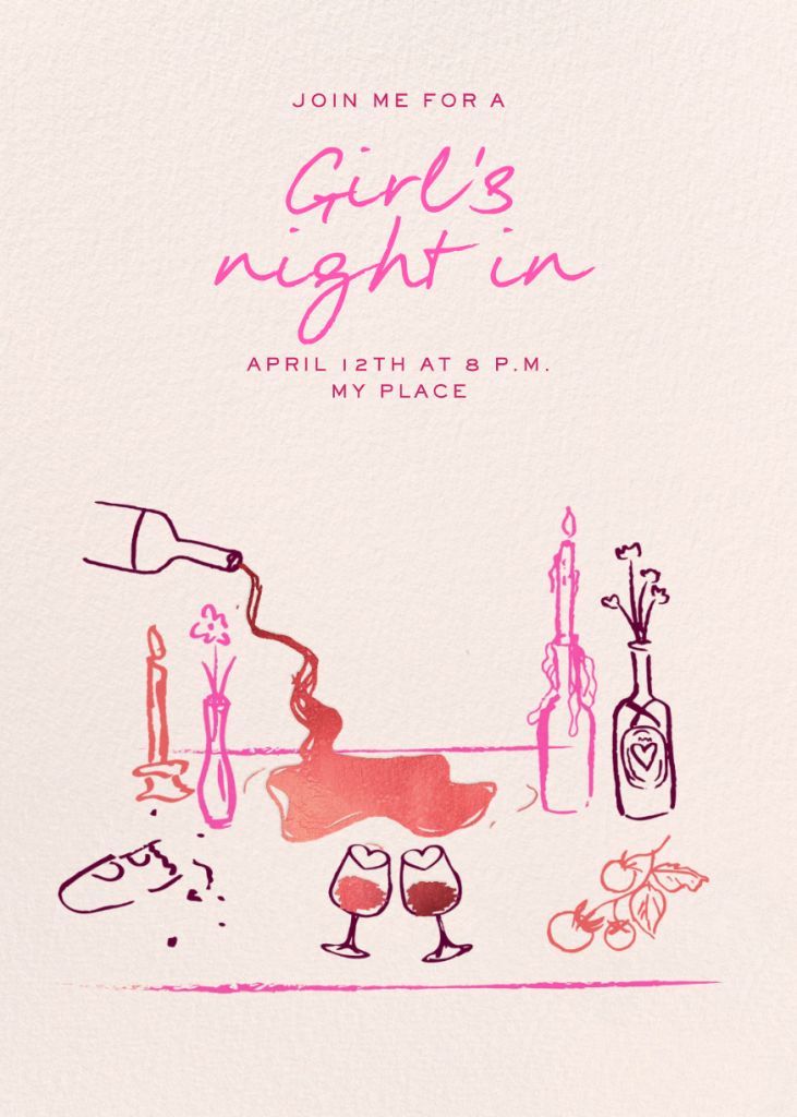 Overflow - Girls' Night Invitation | Send online instantly | RSVP tracking