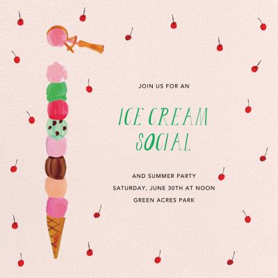 Ice Cream Social Invitations | Send online instantly | RSVP tracking