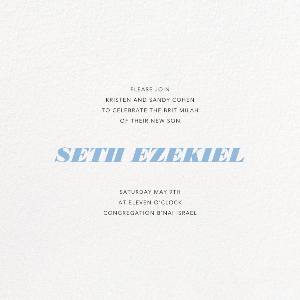 Ivory Plain - Bris/Baby Naming Invitation | Send online instantly ...