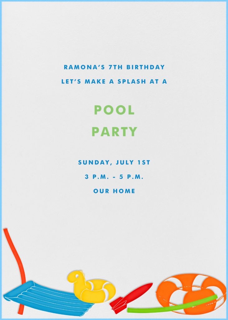 Pool Toys - Birthday Invitation | Send online instantly | RSVP tracking