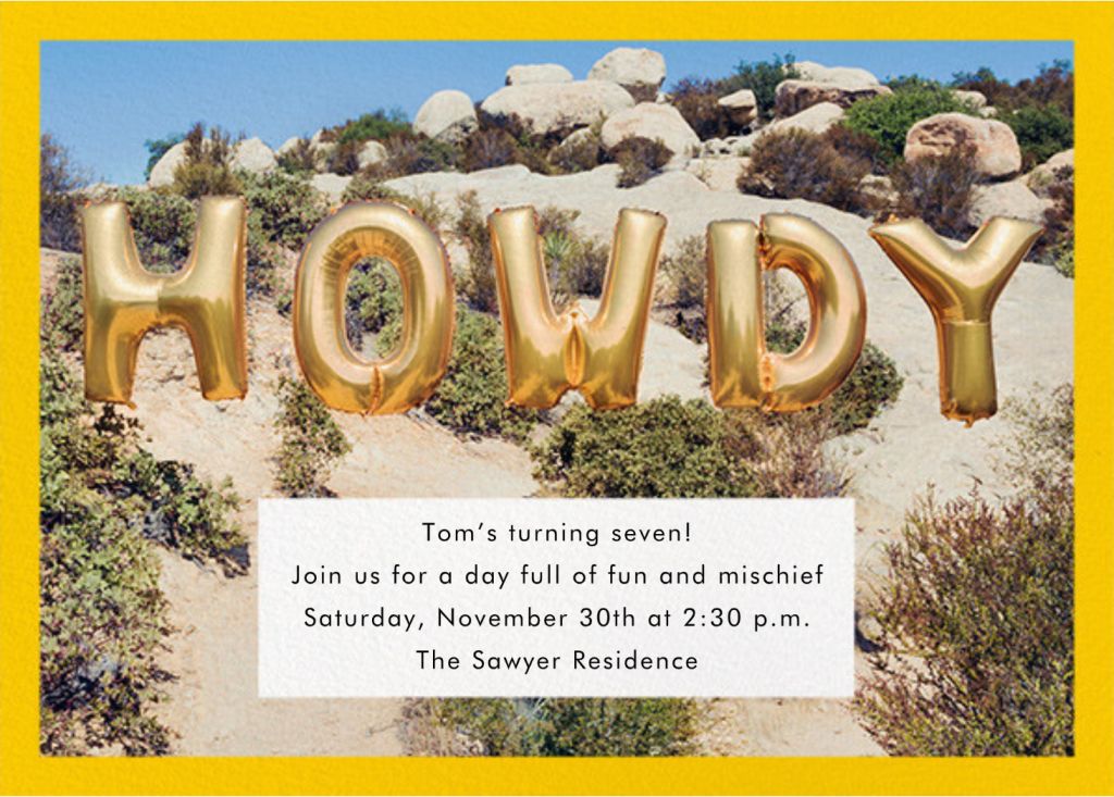 Howdy Balloons - Birthday Invitation | Send online instantly | RSVP ...