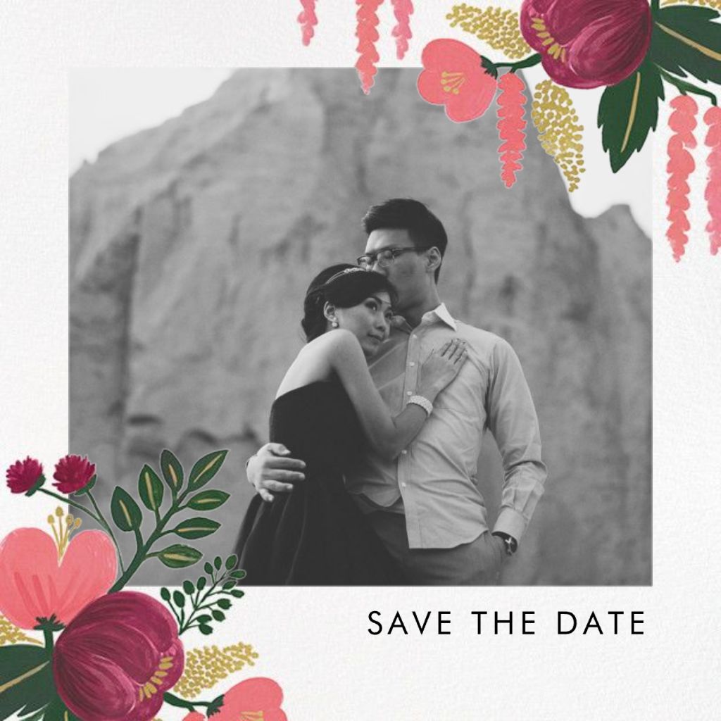 Raspberry Floral (Photo Save the Date) - Save the Date | Send online ...