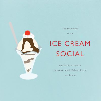 Ice Cream Social Invitations | Send online instantly | RSVP tracking