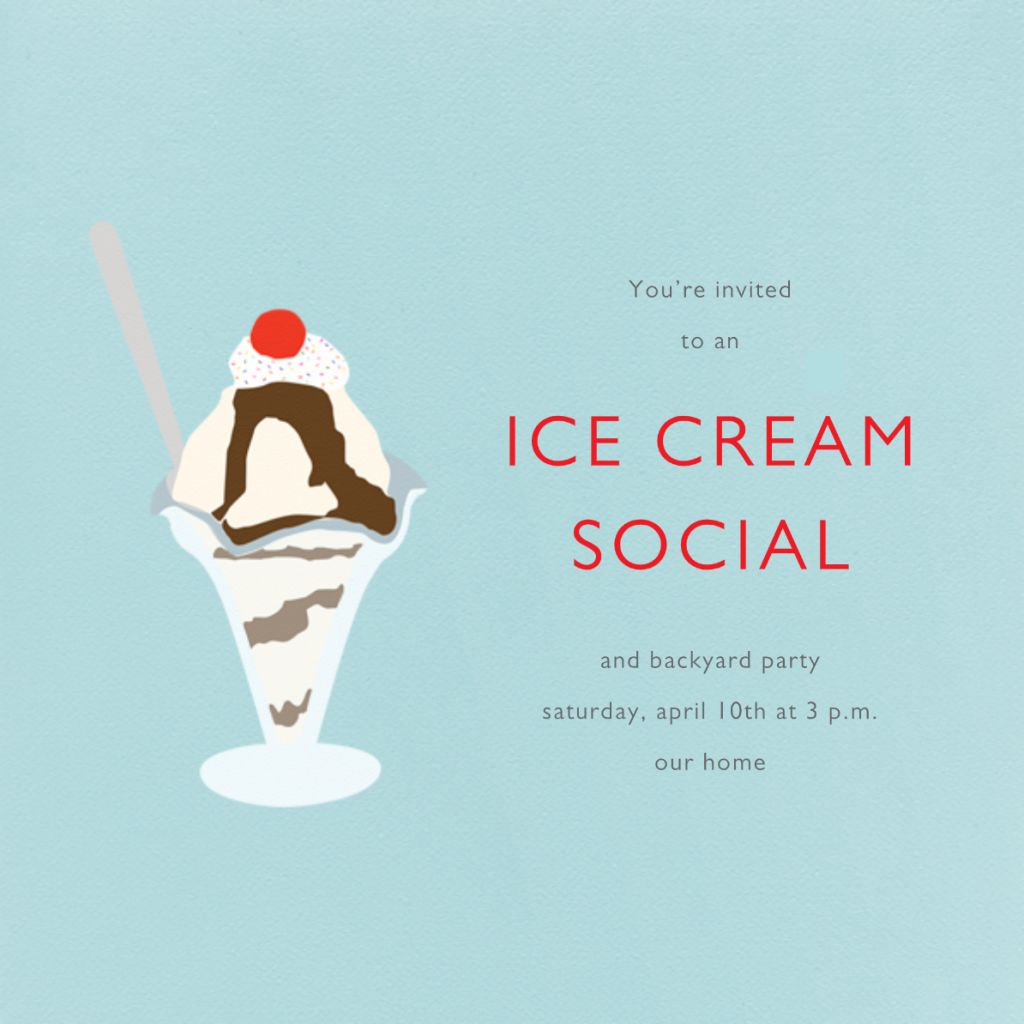 Ice Cream Sundae - Ice Cream Social Invitation | Send online instantly ...