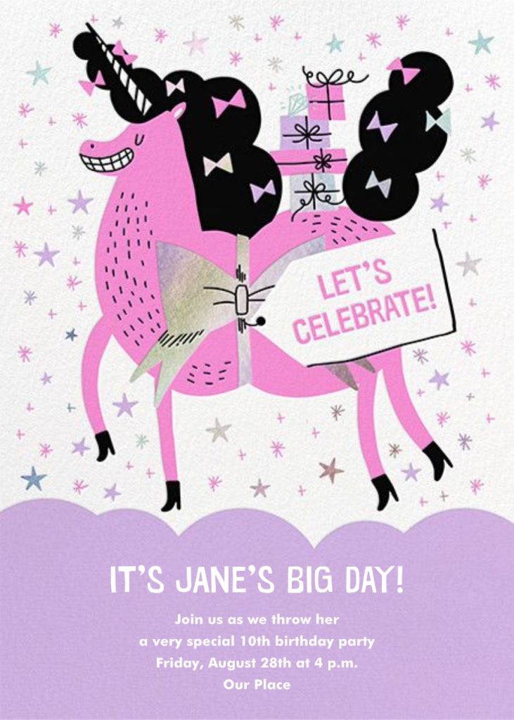 Unicorn Delivery Invitation