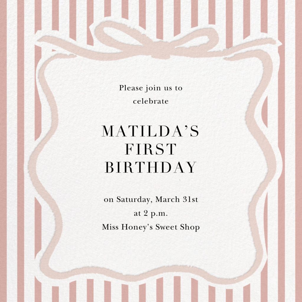 Coquette Ribbons - Birthday Invitation | Send online instantly | RSVP ...