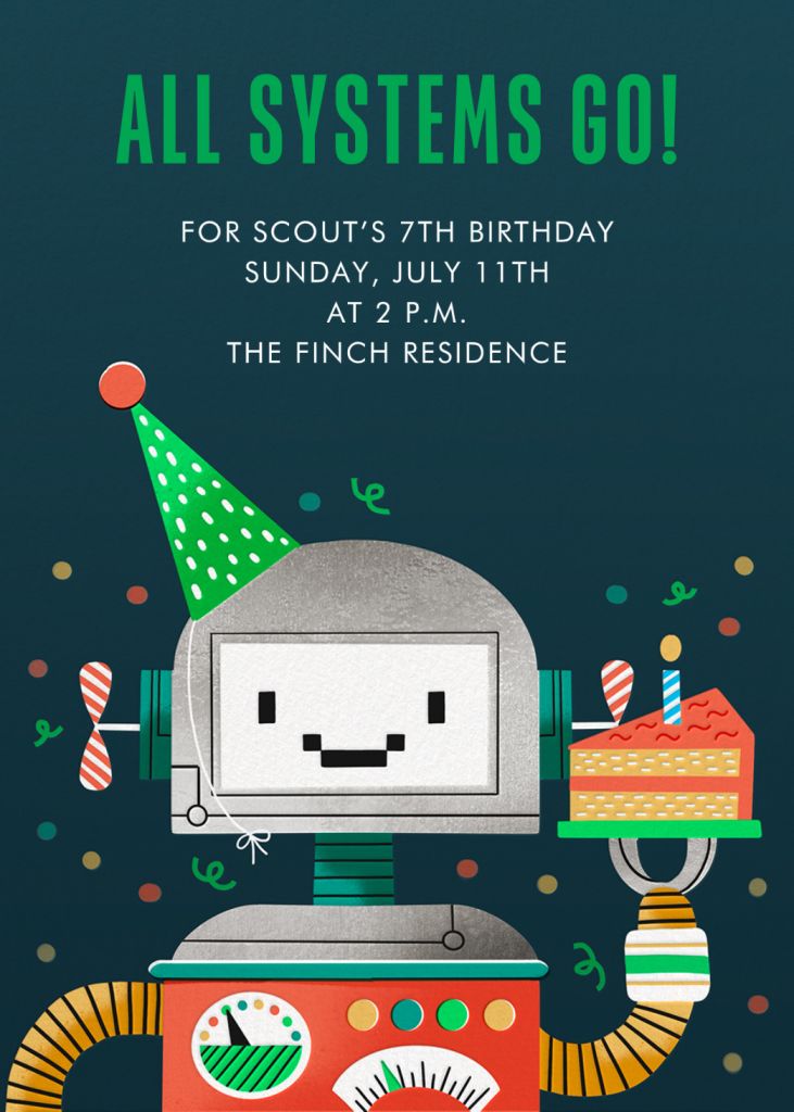 Cake Bot - Birthday Invitation | Send online instantly | RSVP tracking
