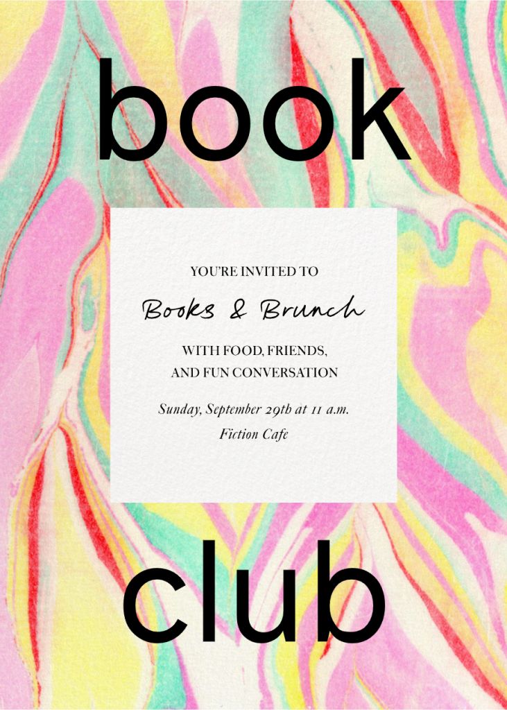 Marble Border - Book Club Invitation | Send online instantly | RSVP ...
