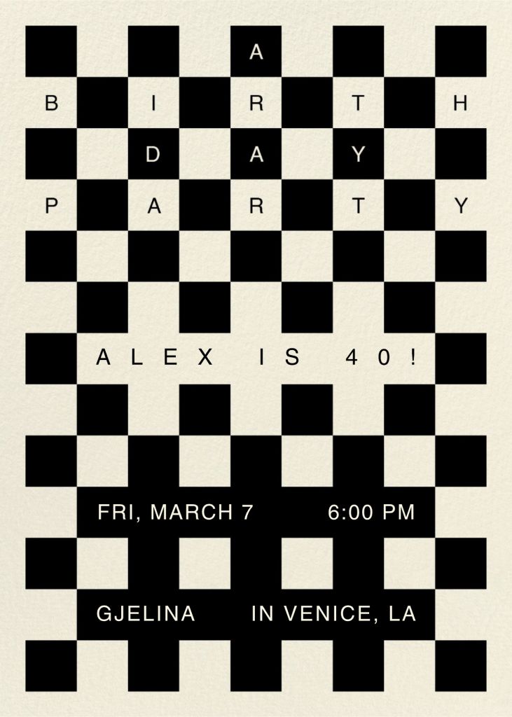 Checkered - Birthday Invitation | Send online instantly | RSVP tracking