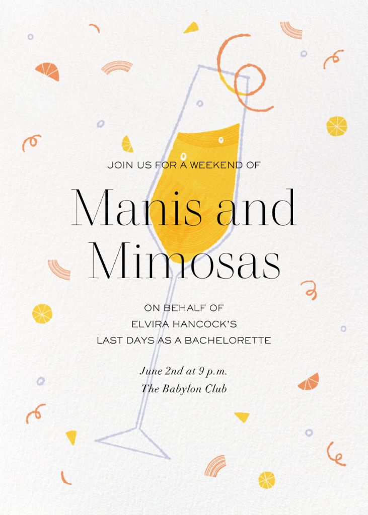 Mimosa Mama - Bachelorette Party Invitation | Send online instantly ...