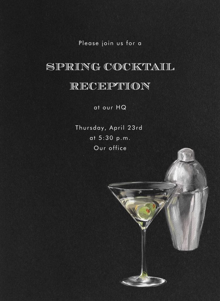 Martini and Shaker - Cocktail Party Invitation | Send online instantly ...