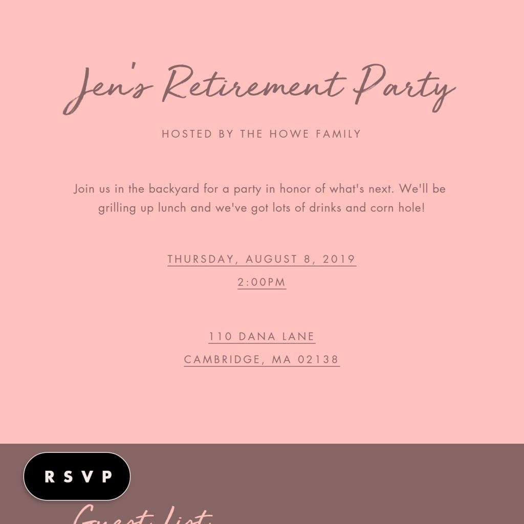Retirement Invitations | Send online instantly | RSVP tracking