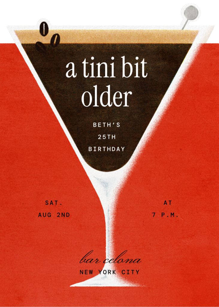 Espresso Tini - Birthday Invitation | Send online instantly | RSVP tracking