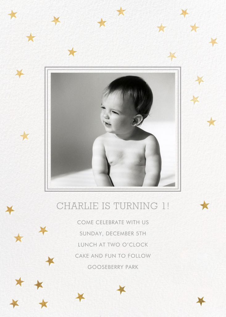Starry First Birthday Invitation