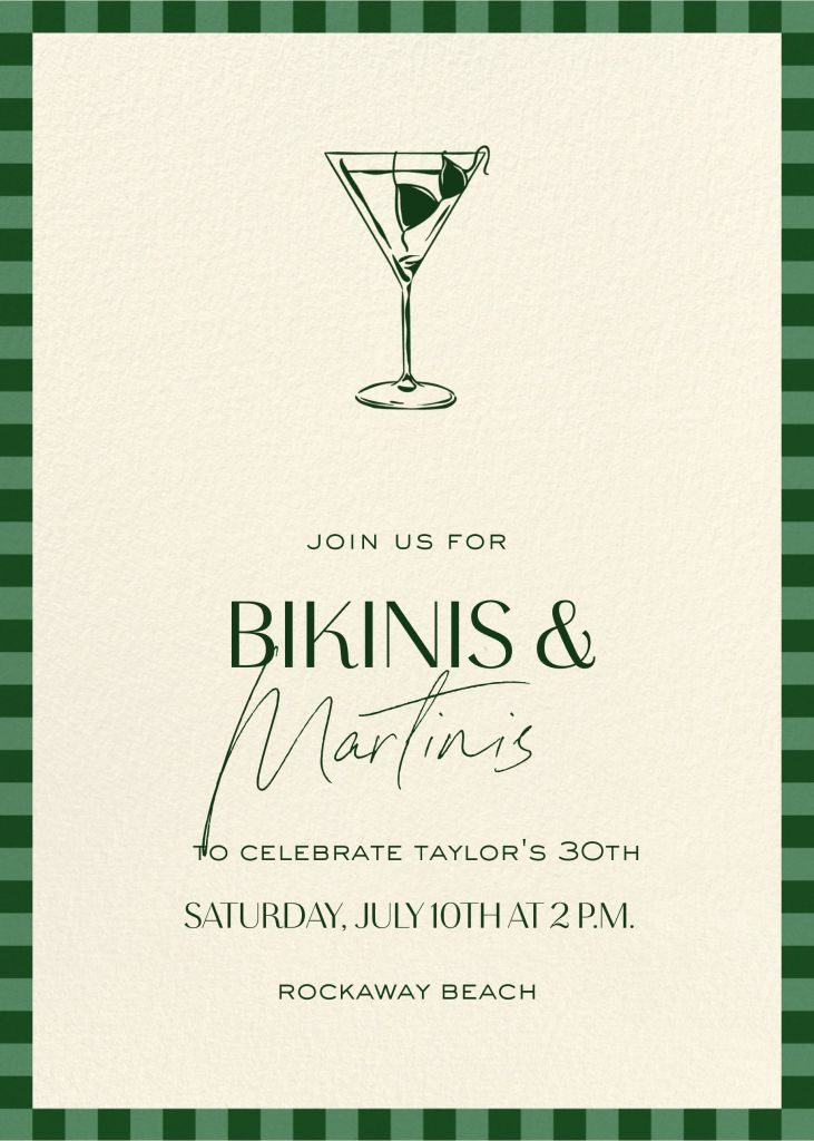 Bikinis and Martinis - Summer Party Invitation | Send online instantly ...