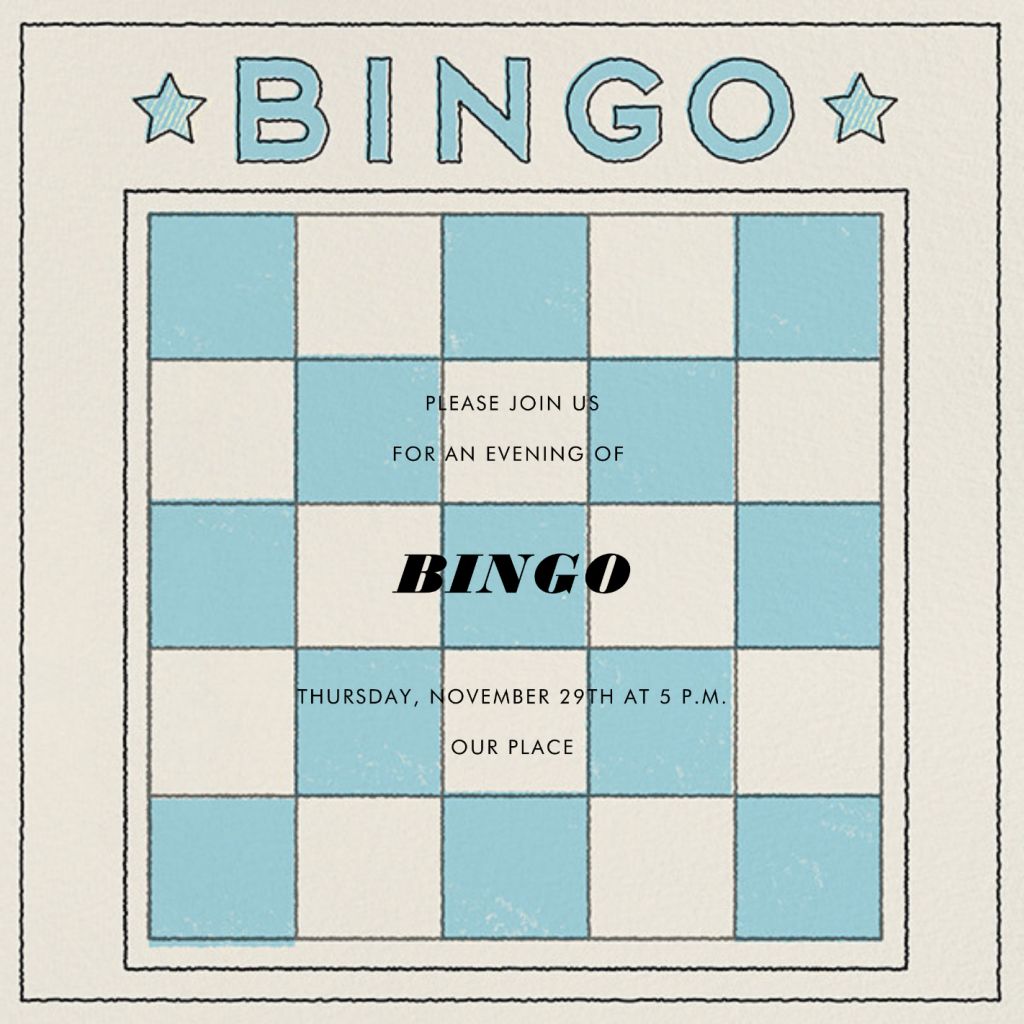 Bingo Card - Invitation | Send online instantly | RSVP tracking