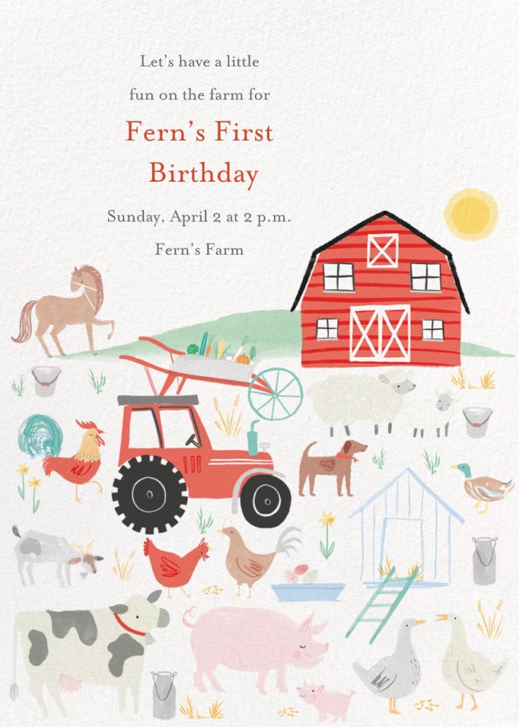 Farm Party - Birthday Invitation | Send online instantly | RSVP tracking
