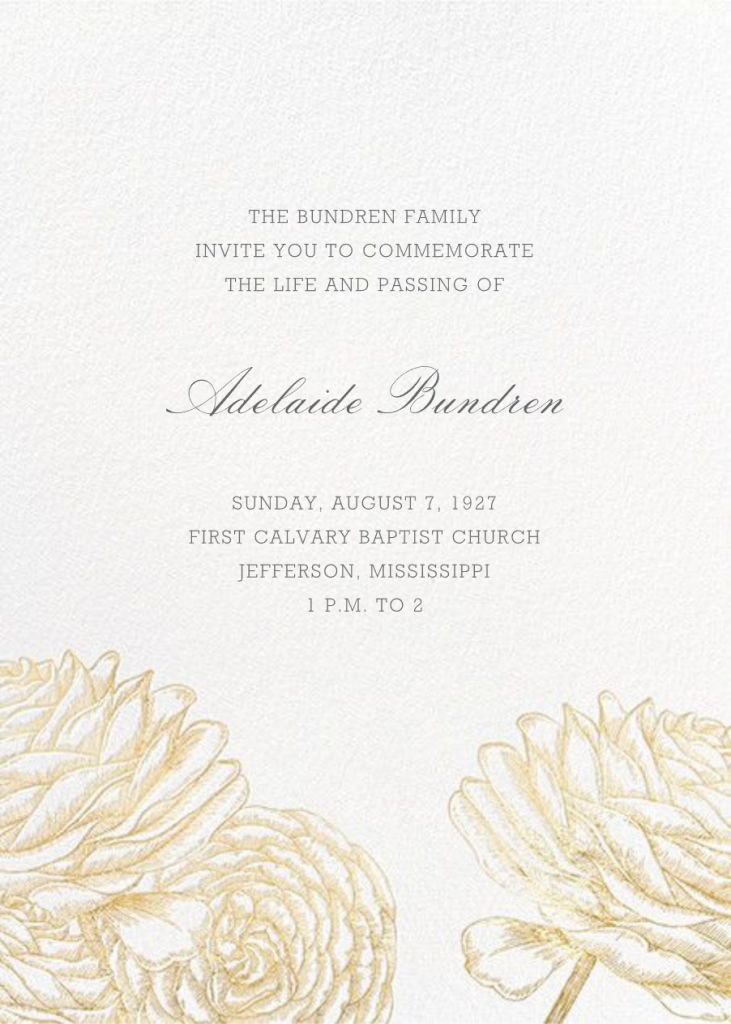 Ranunculus - Celebration of Life Invitation | Send online instantly ...