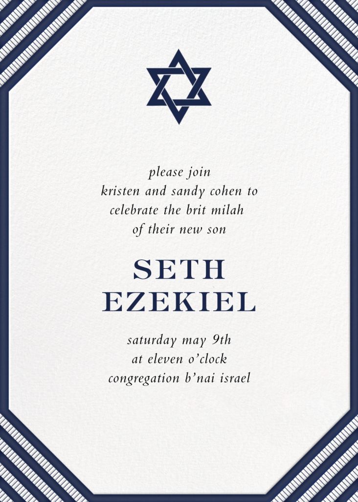 Claridge Tall - Bris/Baby Naming Invitation | Send online instantly ...