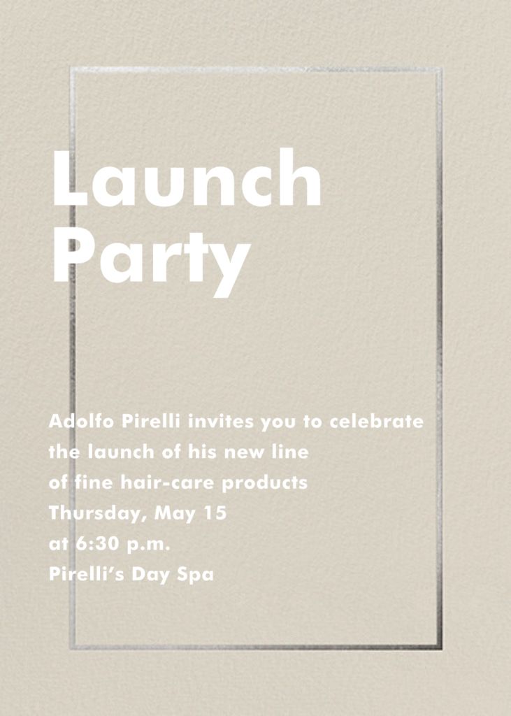 Fillet - Launch Party Invitation | Send online instantly | RSVP tracking