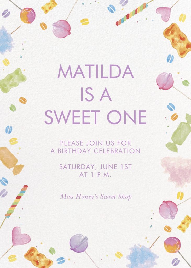 Candies and Lollipops - Birthday Invitation | Send online instantly ...
