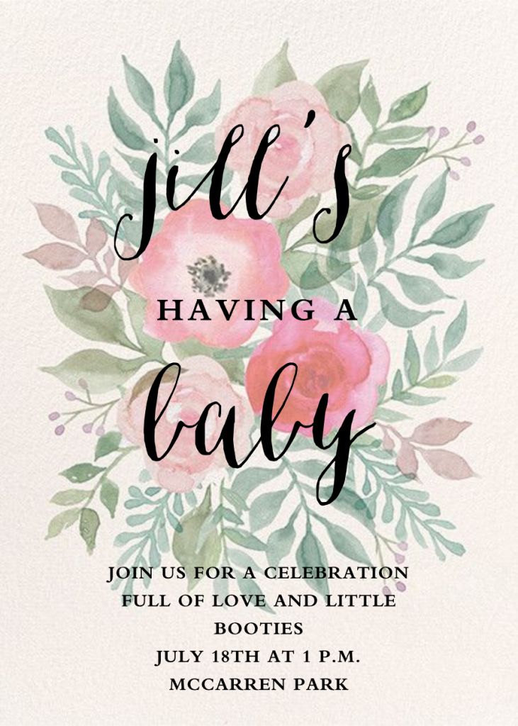 Watercolor Garden Floral - Baby Shower Invitation | Send online ...